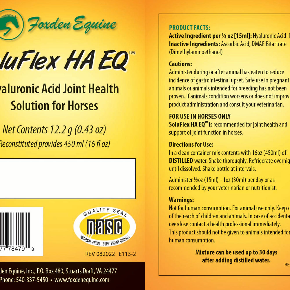 Equine Liquid Joint Support Solution Soluflex HA – Foxden Equine